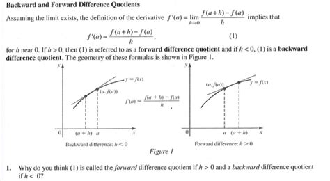 Solved Backward And Forward Difference Quotients F A H F A