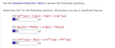 Solved Jse The Standard Reduction Table To Answer The
