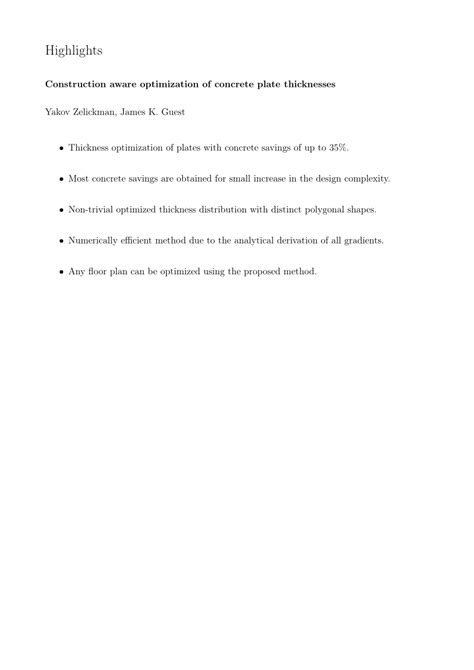Pdf Construction Aware Optimization Of Concrete Plate Thicknesses
