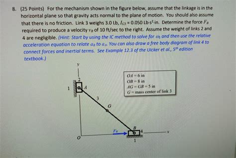 Solved Points For The Mechanism Shown In The Figure Chegg
