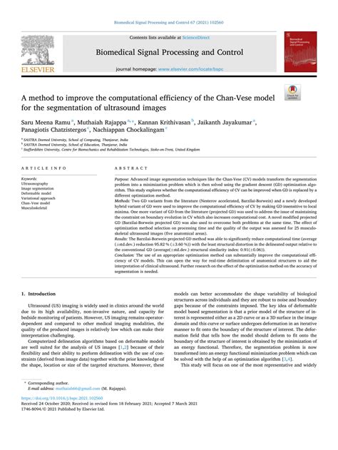 (PDF) A method to improve the computational efficiency of the Chan-Vese model for the ...