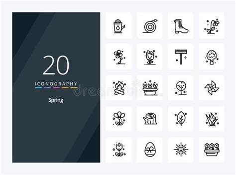 20 Spring Outline Icon For Presentation Stock Vector Illustration Of