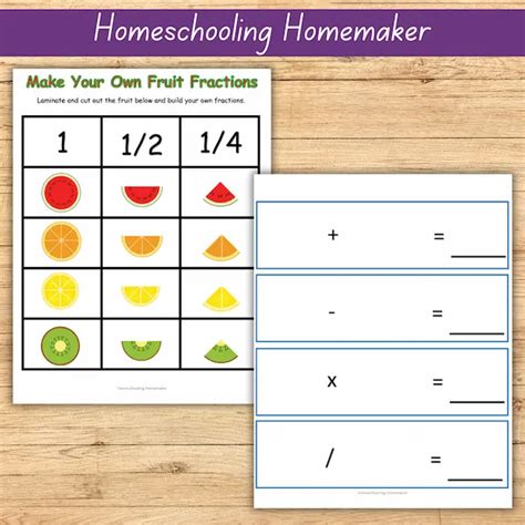 Simple Fractions Math Worksheets With Fruit