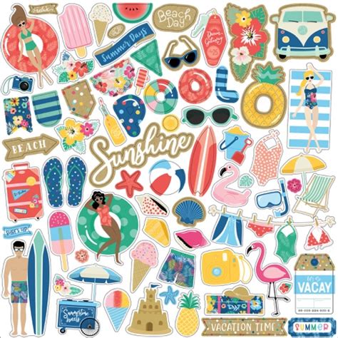 Beach And Tropical Scrapbooking Papers Titles And Stickers