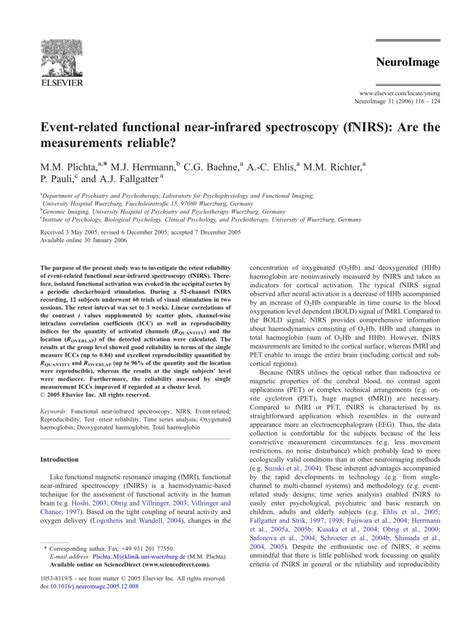 Pdf Event Related Functional Near Infrared Spectroscopy Fnirs