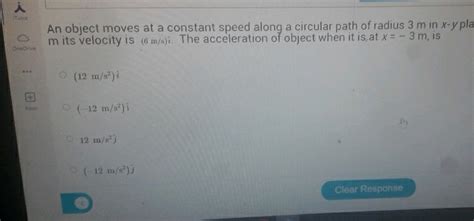 an object moves at a constant speed along a circular path of radius 3 m i