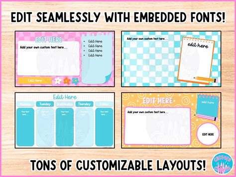 Editable Daily Slides With Timers Moveable Clip Art Bright Groovy Powerpoint Back To Babe