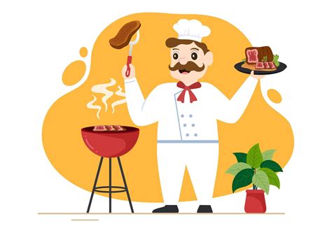 Steakhouse Of Grilled Meat With Juicy Delicious Steak Salad And