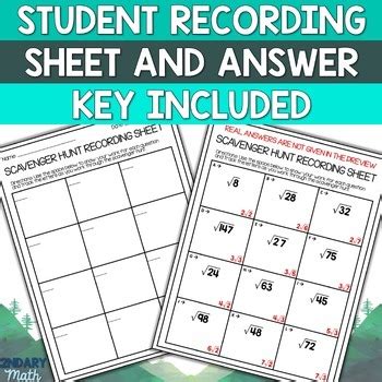 Simplifying Square Roots Digital And Printable Scavenger Hunt Activity