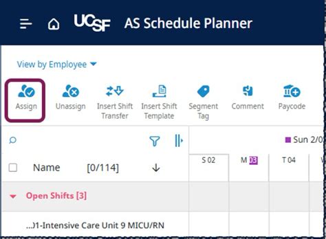 opening shift assignments in mytime advanced scheduling controller s