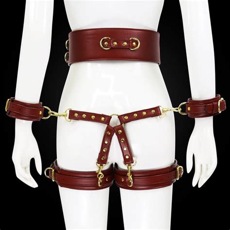 Bdsm Sex Toy Pu Leather Bondage Set Include Handcuffsbelt Legcuffs