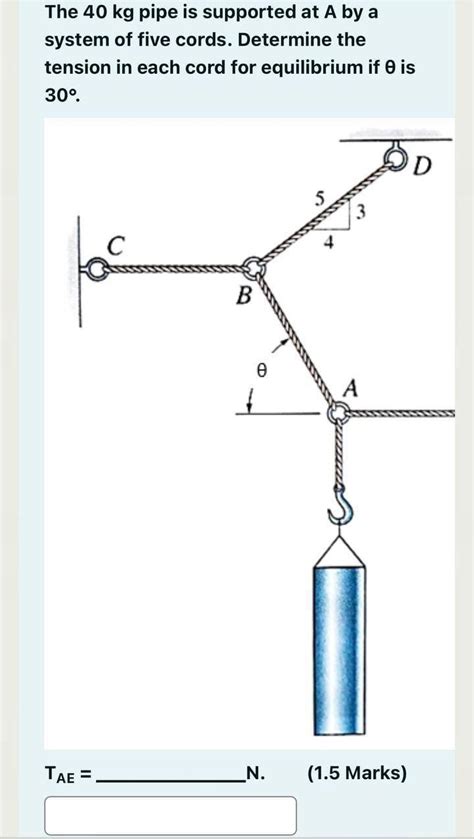 Solved The 40 Kg Pipe Is Supported At A By A System Of Five
