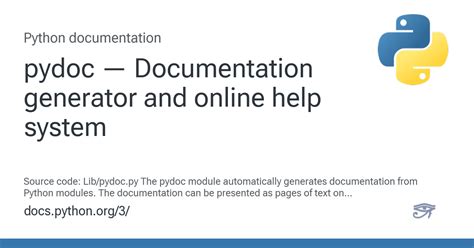 Pydoc — Documentation Generator And Online Help System — Python 3 14 0 Documentation