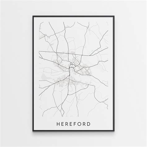 Hereford Map Print Minimal Wall