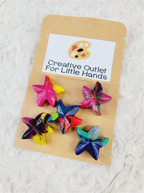 Recycled Starfish Crayons Set Of 5 Colorful Art Supplies Etsy