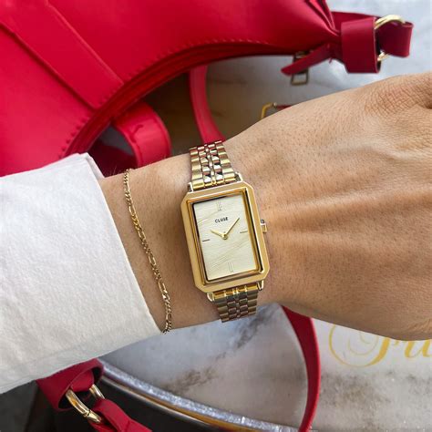 Cluse Fluette Rectangular Watch Cw11511 Gold Official Cluse Store