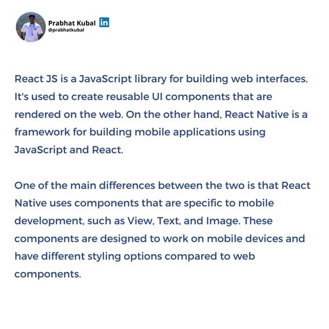 Prabhat Kubal On Linkedin Reactjs Reactnative Mobiledevelopment
