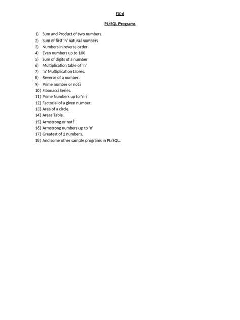 Ex 6 Plsql Pdf