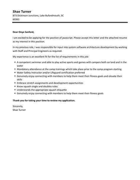 JavaScript Cover Letter Velvet Jobs