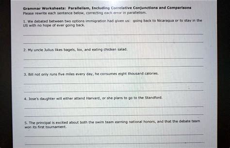 Solved Please Help Grammar Worksheets Parallelism Including