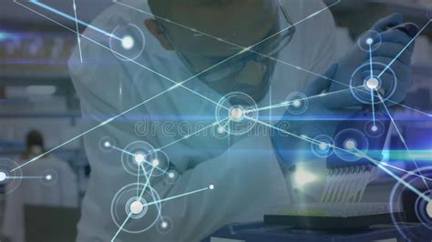 Animation Of Network Of Connections Over Caucasian Male Scientist Stock Video Video Of