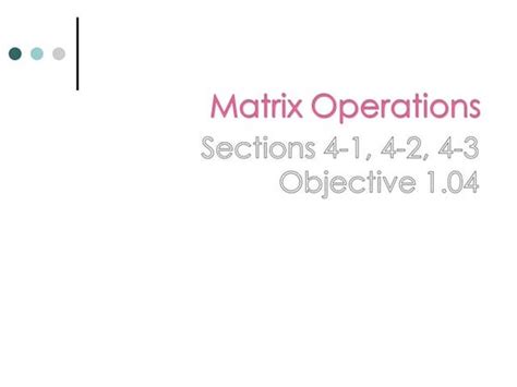 Introduction To Matrices Ppt