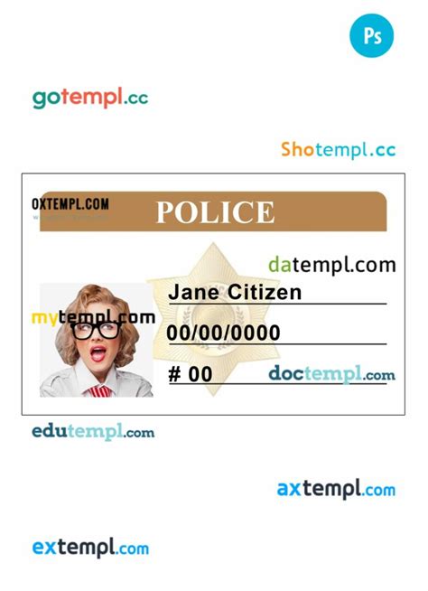 Police Id Card Psd Template Version 4
