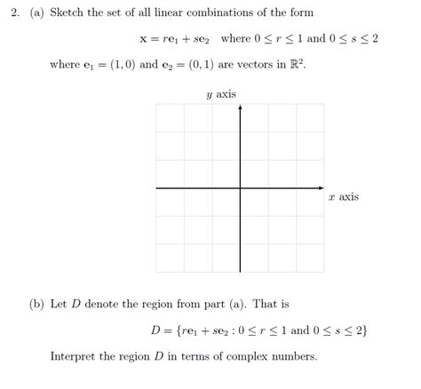 solved 2 a sketch the set of all linear combinations of