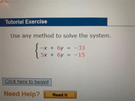 solved tutorial exercise use any method to solve the system