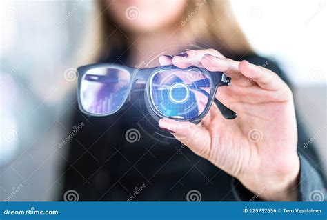 Virtual Screen Smart Glasses With Futuristic High Tech Interface Stock