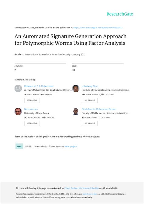 Pdf An Automated Signature Generation Approach For Polymorphic Worms Using Principal Component
