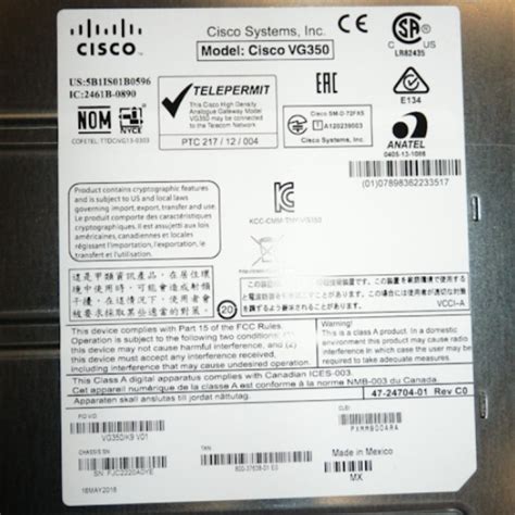 Cisco Vg Series Analog Voice Gateway Vg350k9 Vg350 Spe150k9 Vg350 14