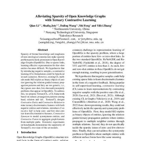 Alleviating Sparsity Of Open Knowledge Graphs With Ternary Contrastive
