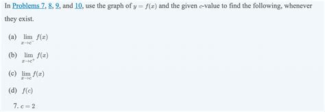 in problems 7 8 9 and 10 use the graph of y