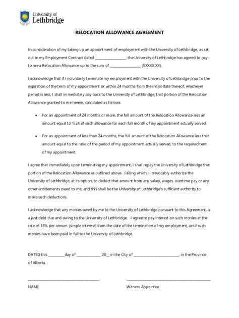 Fillable Online Relocation Allowance Sample Clauses Law Insider Fax