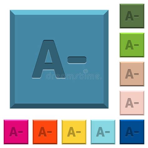 Decrease Font Size Engraved Icons On Edged Square Buttons Stock Vector Illustration Of Symbols