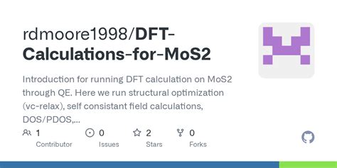 Github Rdmoore1998dft Calculations For Mos2 Introduction For