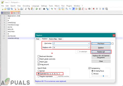 Find And Replace String Character Symbol With A New Line In Notepad Appuals