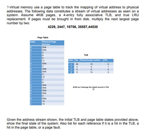 solved 7 virtual memory use a page table to track the