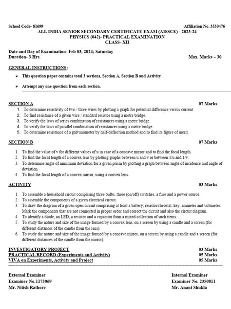 Class 12 Physics Practical Pdf