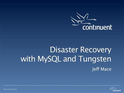 disaster recovery with mysql and tungsten key databases computer