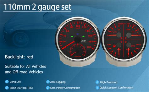 Eling 110mm 2 Gauge Kit Gps Speedometer 200km H Odometer With