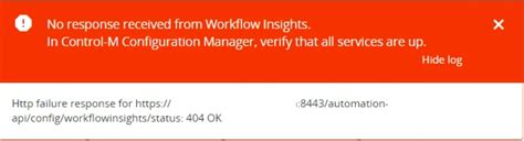 No Response Received From Workflow Insights Error While Trying To