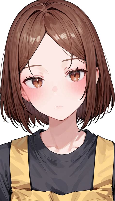 Anime Girl With Brown Hair And Brown Eyes Wearing A Yellow Dress