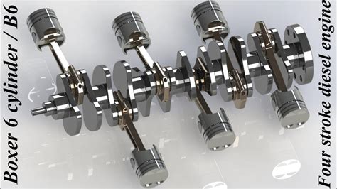 DOHC Boxer Six cylinder / B6 four stroke diesel engine working animation| Solidworks ...