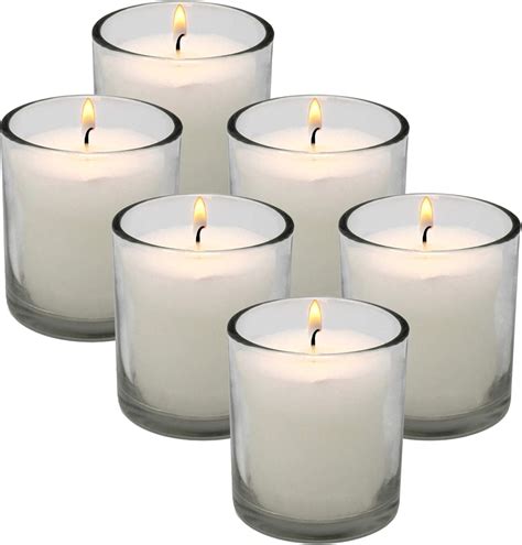 Rambue White Votive Candles In Clear Glass Jar 24 Hour Long