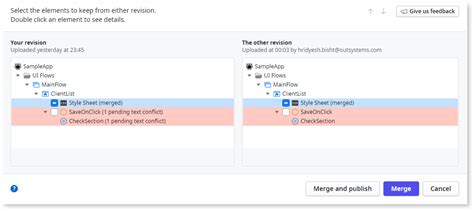 Compare And Merge Example With Conflicts Odc Documentation