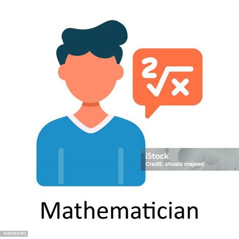 수학자 벡터 플랫 아이콘 디자인 그림입니다 교육과 학습 흰색 배경에 기호 Eps 10 파일 검사 보기에 대한 스톡 벡터 아트 및