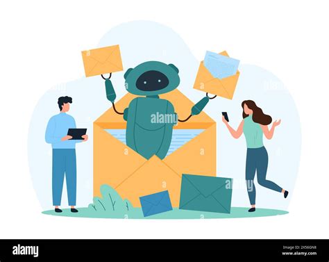Mailbox Management Using Ai Antispam Filter Tiny People Send And Receive Email Messages And