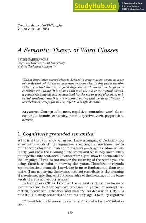 A Semantics Theory Of Word Classespdf